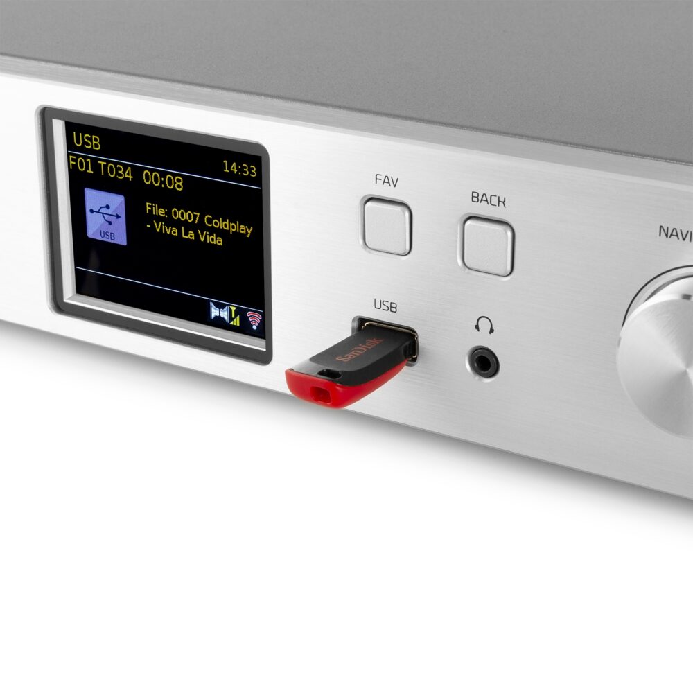 Brescia Internet Receiver with Amplifier, DAB+ and CD Player Aluminium ...
