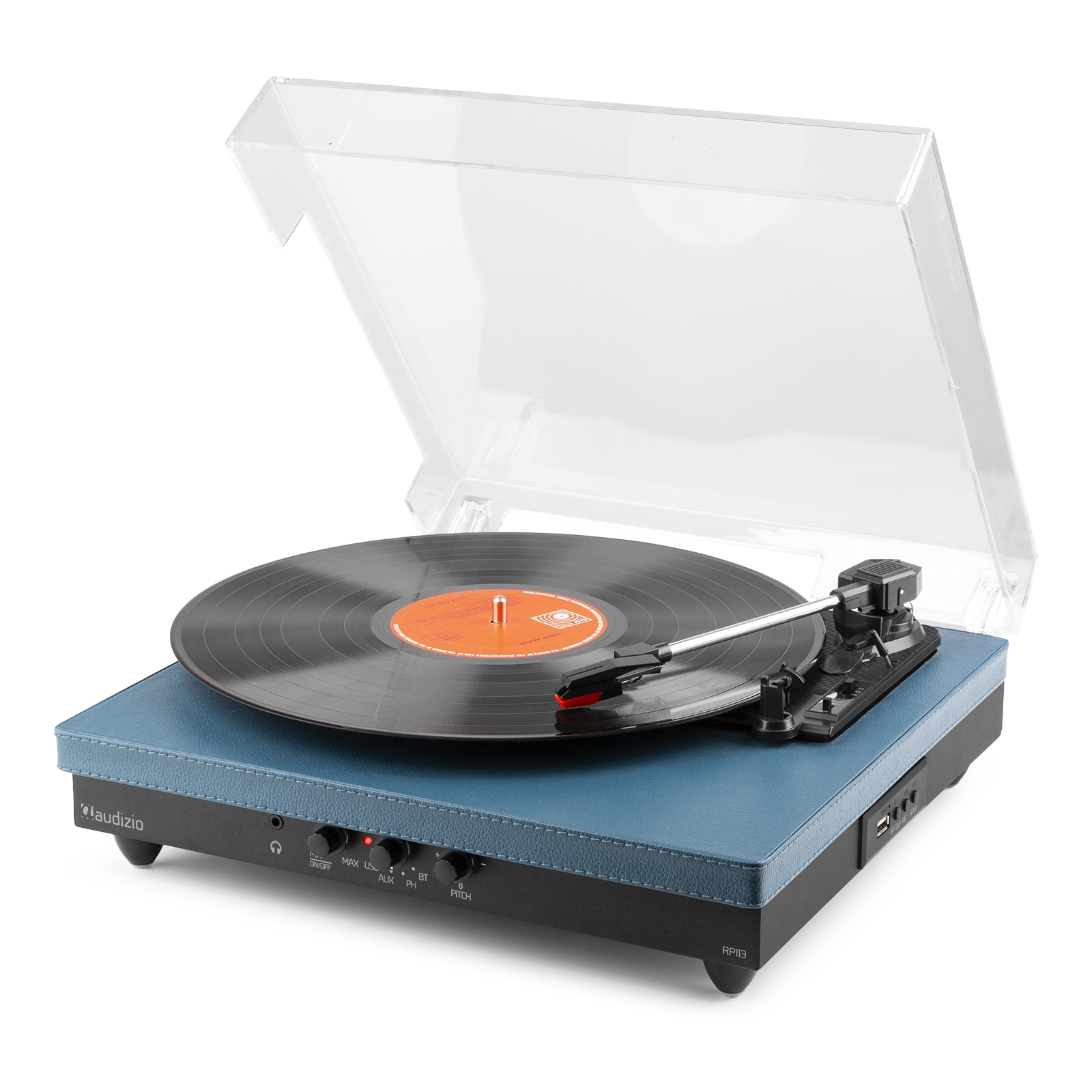 RP113D Record Player with BT in/out Dark Blue – Audizio