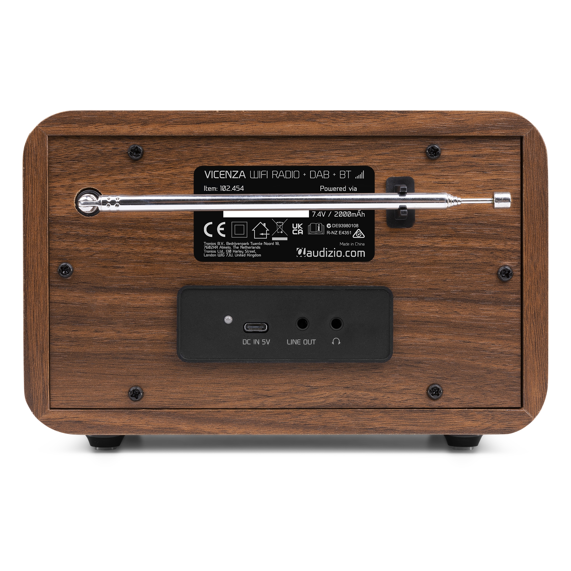 Vicenza WIFI Internet Radio with DAB+ and Battery Wood – Audizio